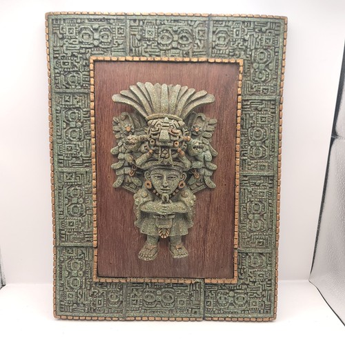 Zarebski Mid Century Mayan Aztec Green Malachite Stone 3D Wall ...