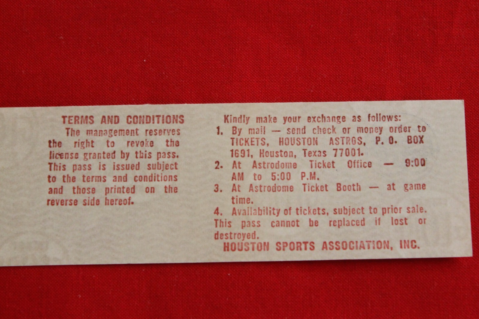 VINTAGE 1981 HOUSTON ASTROS BUDDIES TICKET COUPON 43 YEARS OLD ...