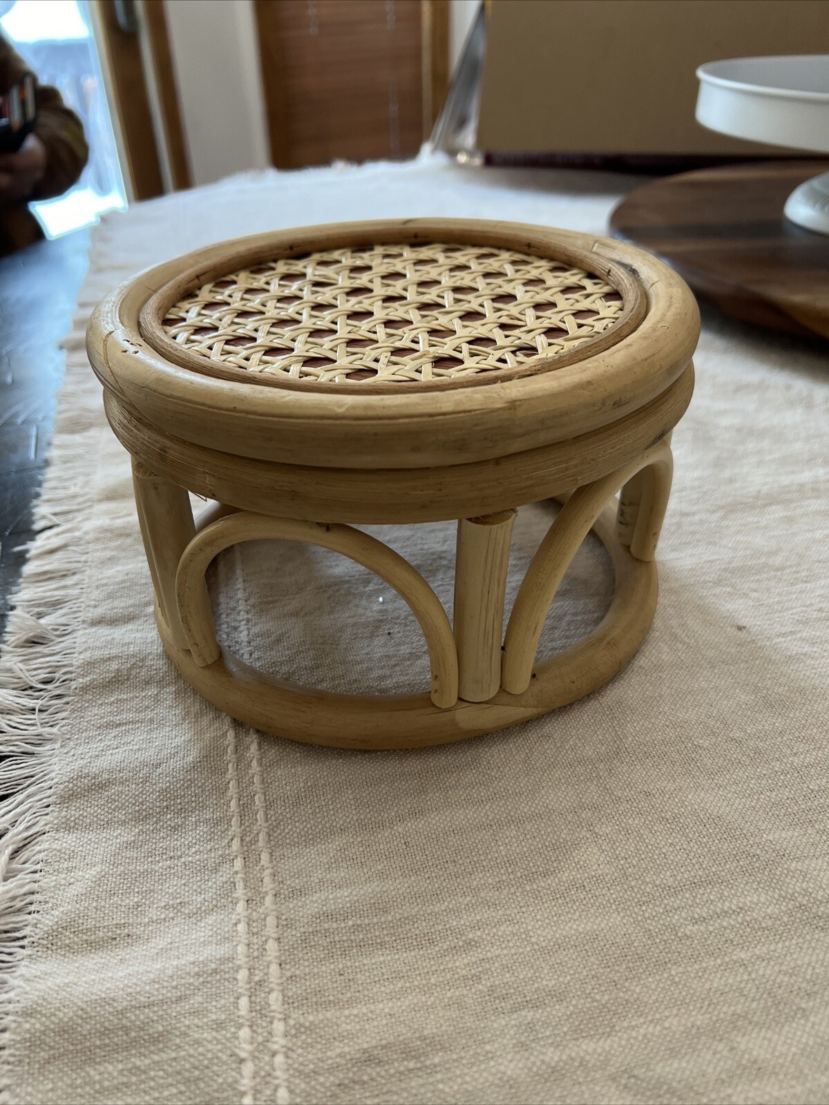 Small Boho Rattan Wicker Round Riser Plant Stand Indoor | eBay