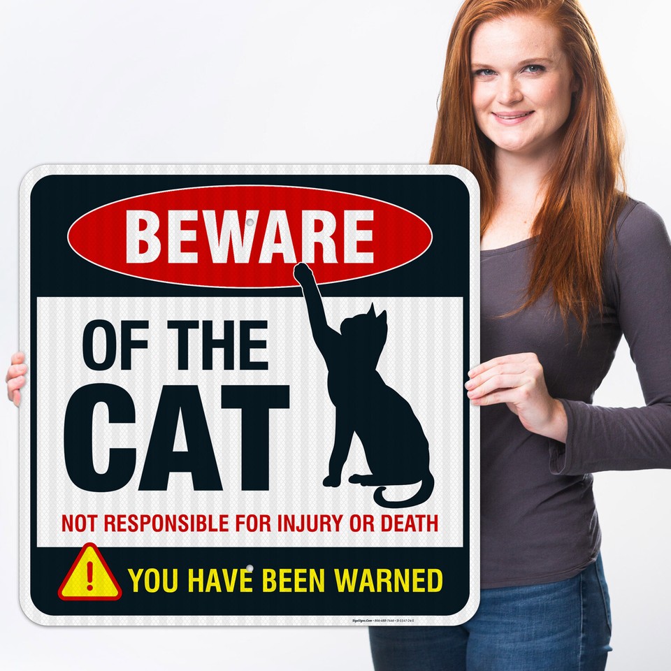 Beware of Cat Sign, Funny Attack Cat Sign, | eBay