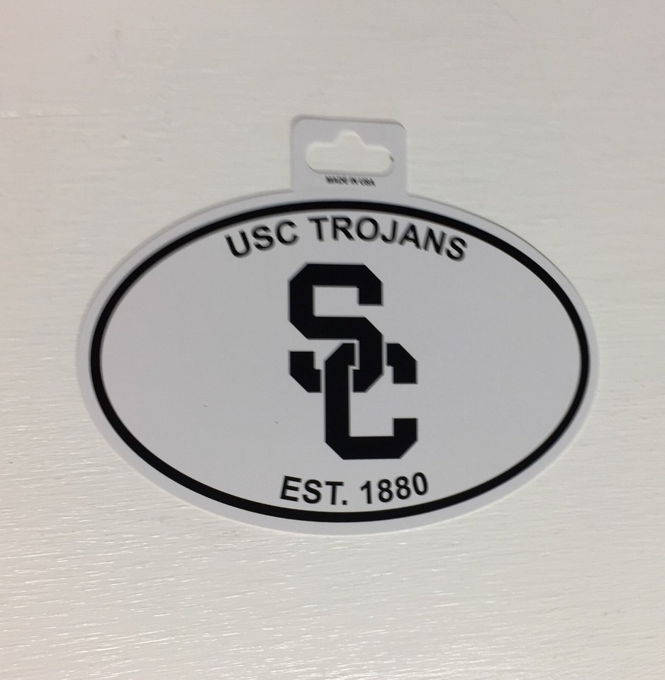 USC Trojans Oval Decal Sticker 3x5 Inches NEW Free Ship Black & White ...