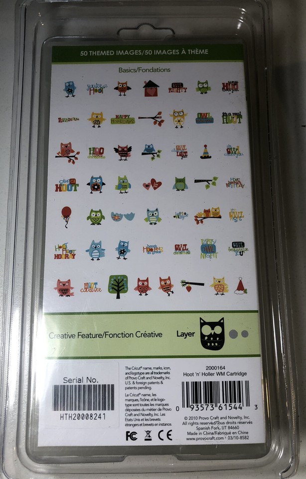 Cricut Lite Cartridge Hoot ‘N’ Holler Owls Tree hearts You’re A Hoot ...