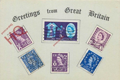 Picture Postcard~ BRITISH POSTAL STAMP DESIGNS, GREETINGS FROM GREAT ...
