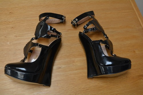 Valentino Giaro Slick Black Patent Extreme Wedge Heel Platform Fetish EU37 UK4 | eBay