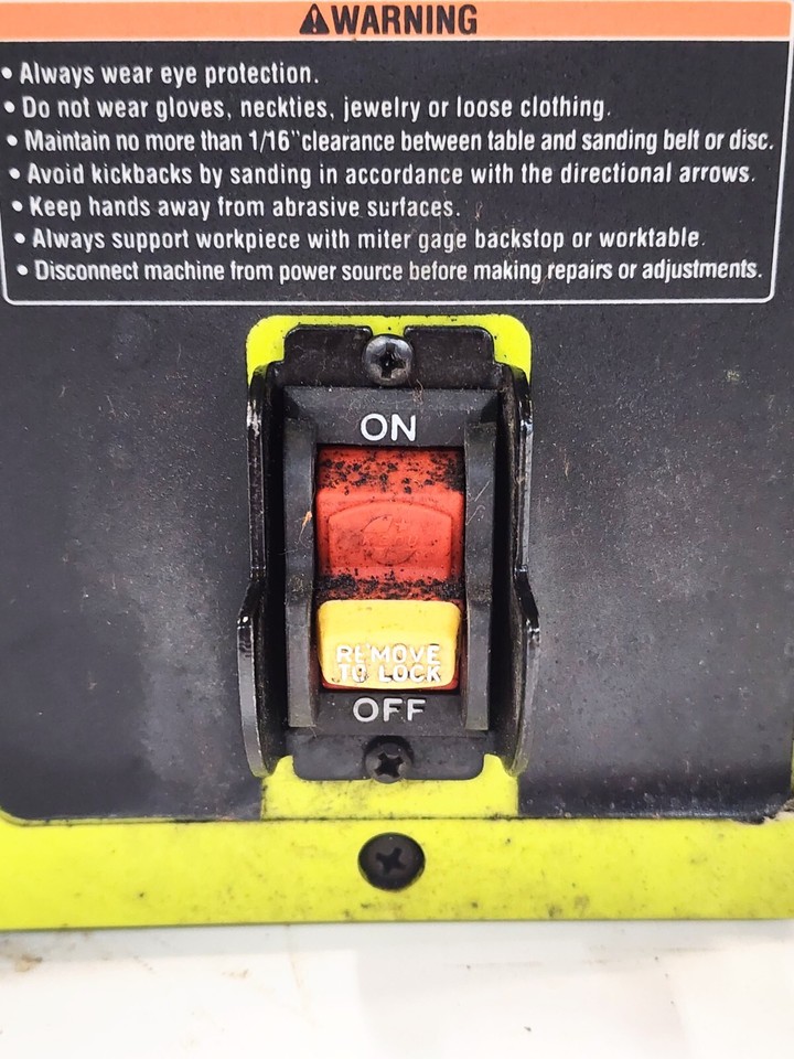 RYOBI BELT & DISC SANDER 4X36" BELT 6" DISC 120V~60HZ 4.3A 3,600RPM ...