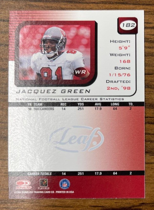 1999 Rookies & Stars Card # 182 Jacquez Green - Tampa Bay Buccaneers | eBay