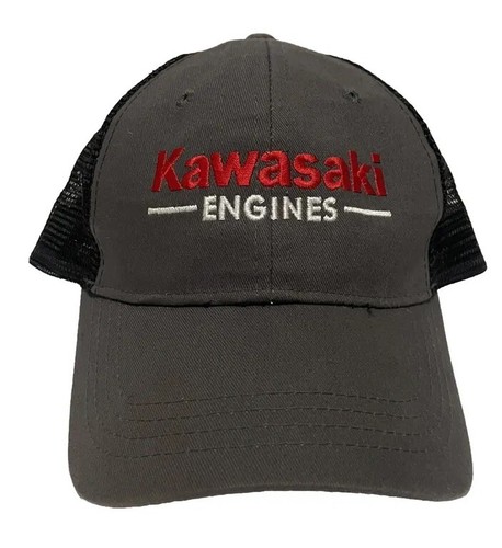 KAWASAKI Engines Mesh Trucker Hat Snapback Adjustable Gray Black Red ...