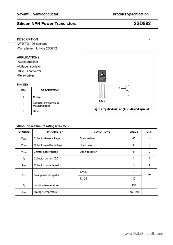 2 Pcs - NEC D882 NPN Medium Power Transistor | TO-126 | 3 Amp 30 Volt ...
