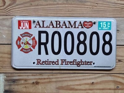 Alabama 2015 Retired Firefighter License plate R00808 | eBay
