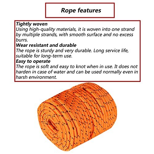 1/2 in 150 FT Orange Double Braided Rope Polyester Rope Heavy 150Feet ...