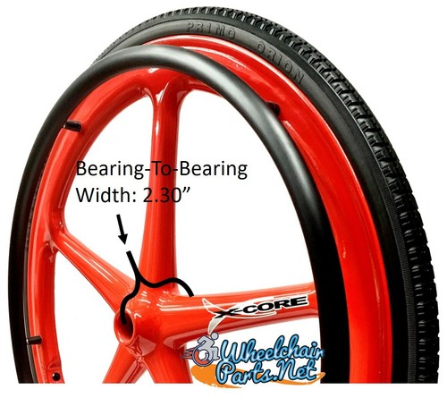SET OF 2 RED X-CORE WHEELCHAIR WHEELS 5 SPOKE 24 X 1 3/8" WITH SOLID ...