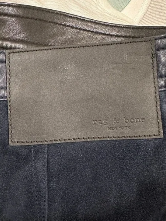 RAG & BONE Navy Siggy Suede Snap- Front Mini Skirt Leather Waistband 10 ...