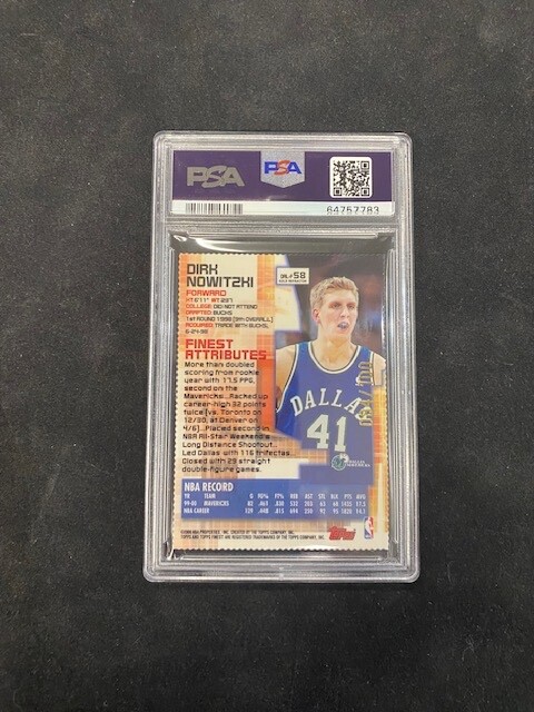 2000-01 Topps Finest Dirk Nowitzki ( MAVERICKS ) PSA 10 GOLD REFRACTOR ...