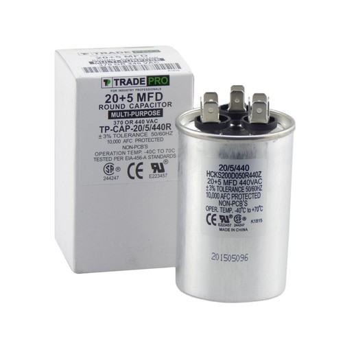 NEW - TRADEPRO - TP-CAP-20/5/440R - 20+5 MFD 440 Volt Round Run ...