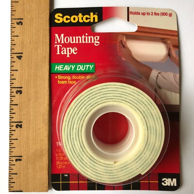 3M Scotch 114 Heavy Duty Mounting Tape 1" x 50". (White) - New | eBay UK