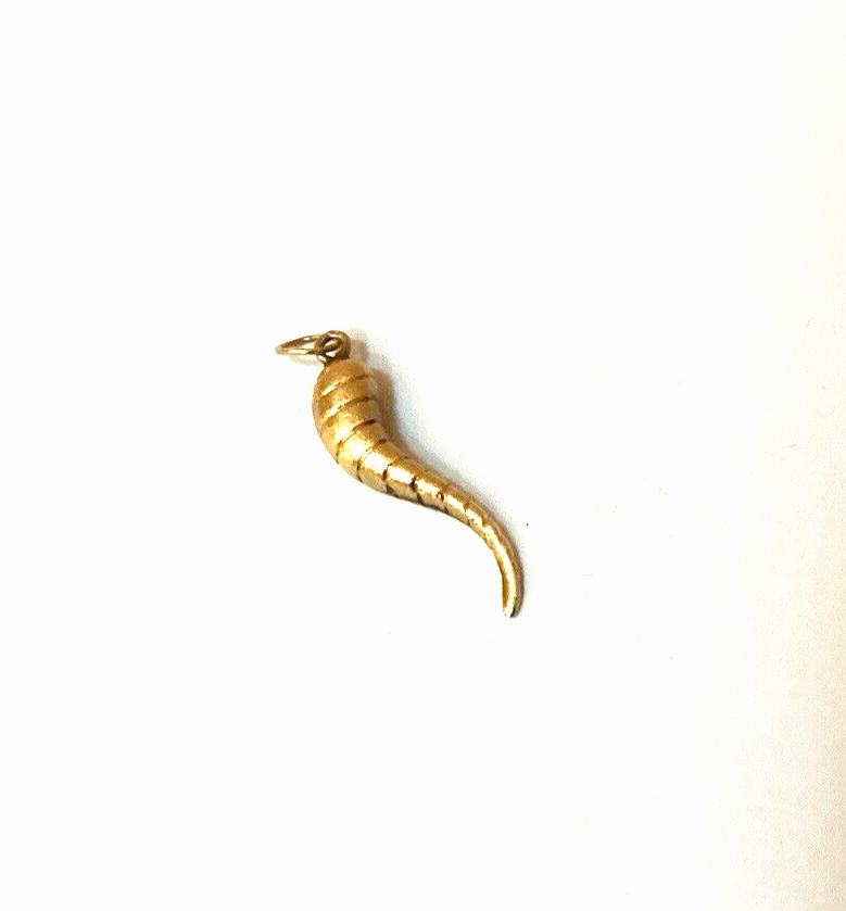 14K Yellow Gold Textured CORNICELLO Italian HORN Good Luck Charm ...