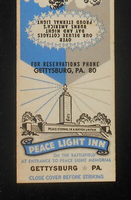 1950s Peace Light Inn on the Battlefield Phone 80 Map Gettysburg PA ...