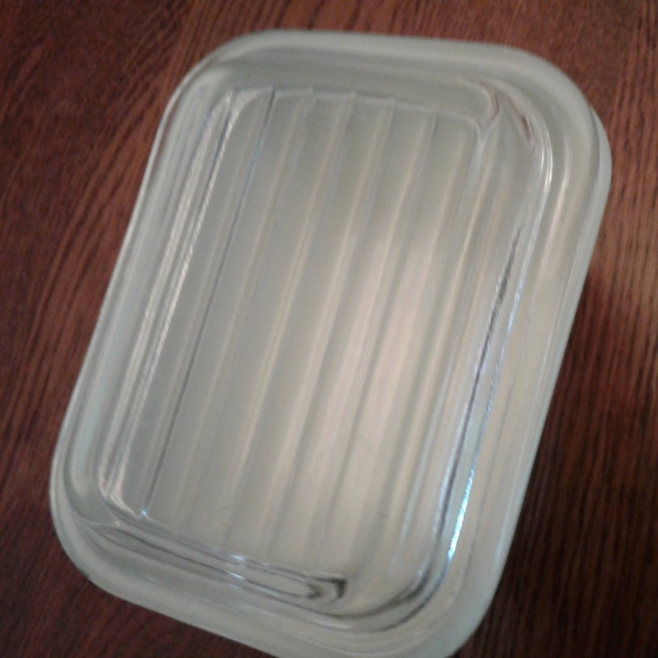 PYREX 501 B 1 1/2 CUP MADE IN U.S.A. YELLOW JAR W/RIBBED CLEAR GLASS ...