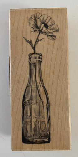 Inkadinkado Vintage Flower In a Glass Bottle & Poppy Rubber Wood Stamp ...