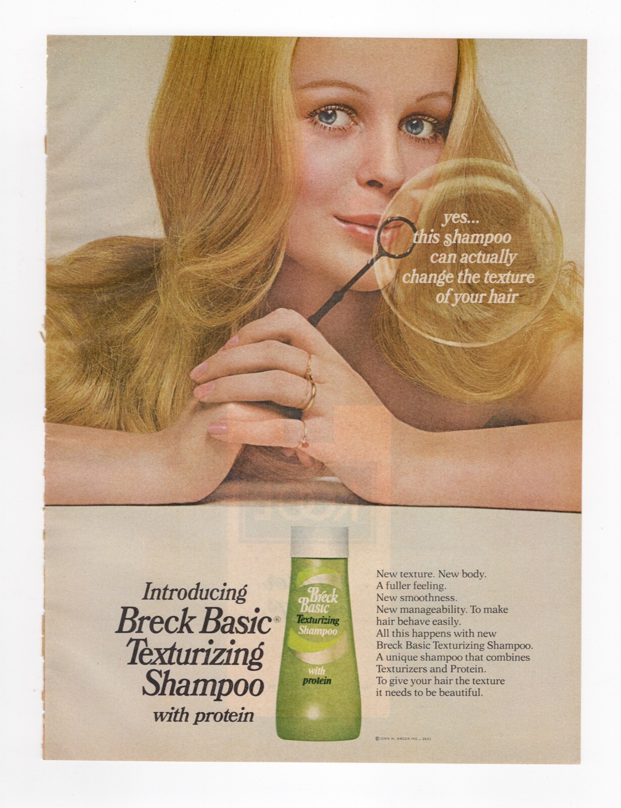 vintage 1970s mag print ad BRECK Basic Texturizing Shampoo haircare ...