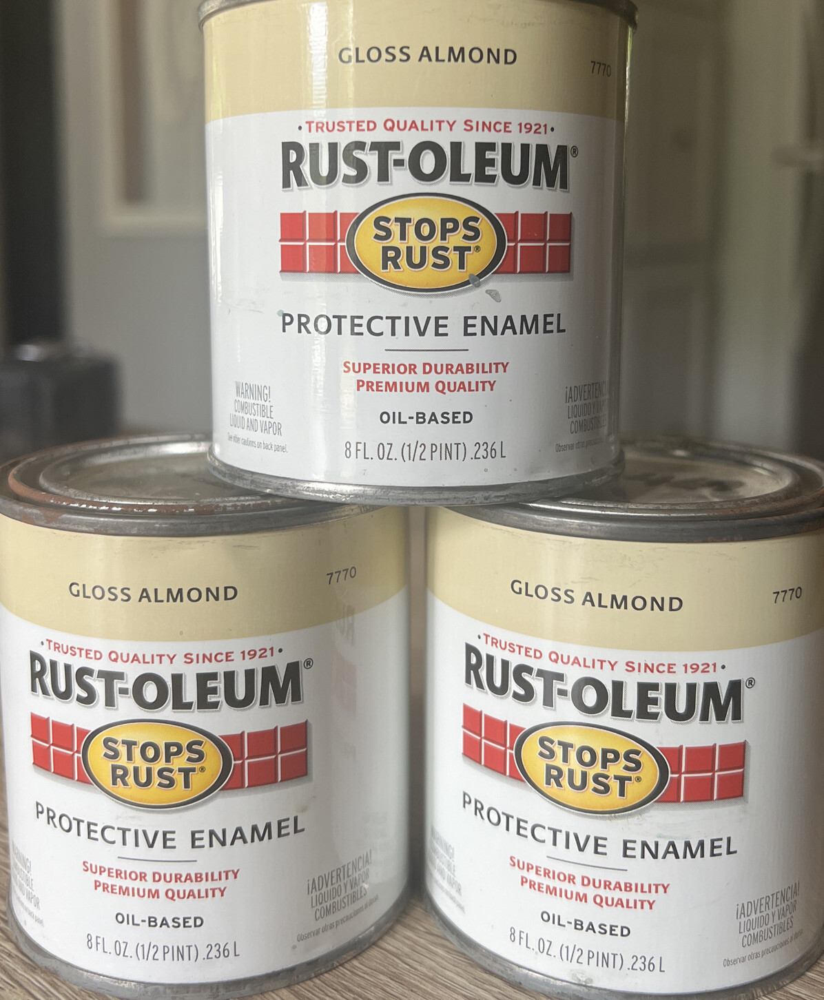 3 Pack Rust-Oleum 7770730 Protective Enamel, 1/2-Pint, Gloss Almond New ...