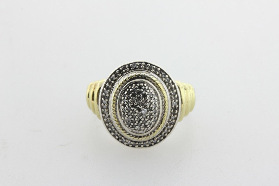 JWBR Sterling Silver 925 Pave 0.25 TCW Diamond Cluster Gold Wash Ring ...