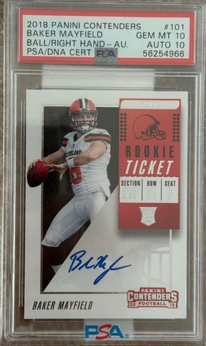 2018 Panini Contenders Rookie Ticket Baker Mayfield RC AUTO Variation ...