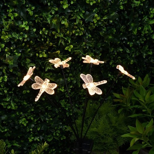 New Solar Powered White Dragonfly Stake Light with Rechargeable Battery ...