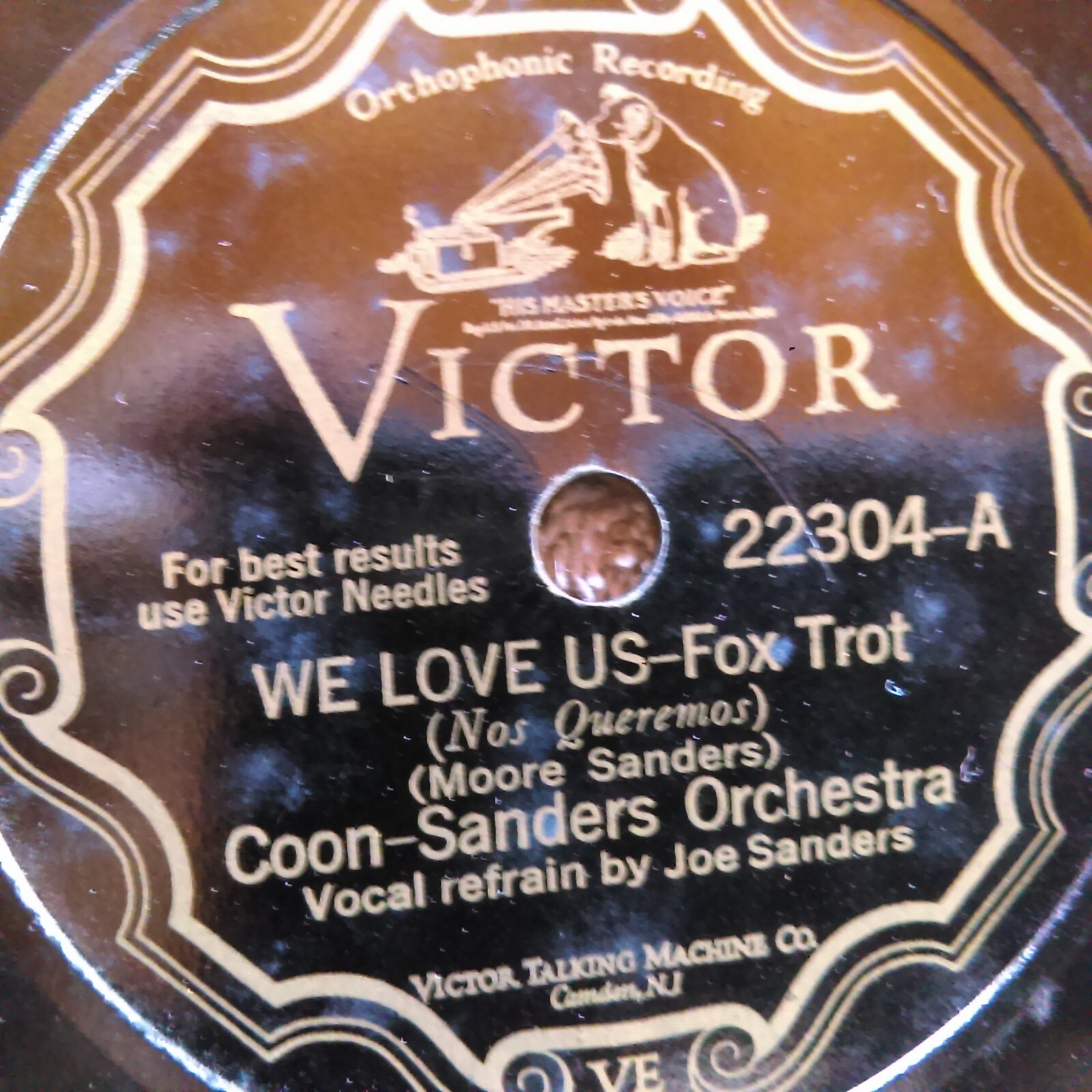 78 rpm Victor 22304, Coon Sanders, We Love Us, Ted Weems, Talk of Town ...