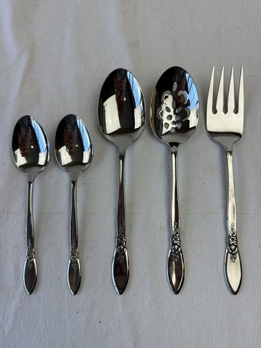 Oneida Community Stainless SPRING ROSE Serving Utensils Lot Of 5 fork ...