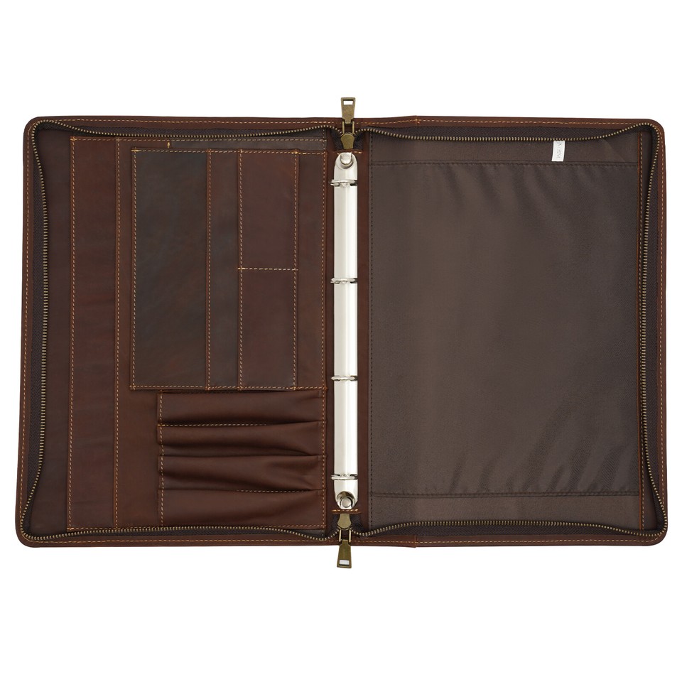 Padfolio Business Leather Portfolio Zippered Notebook Binder Organizer ...