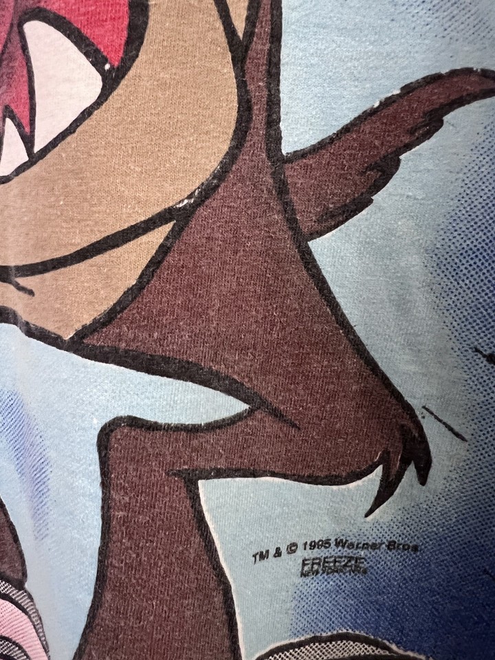 Vintage Taz USA T shirt AOP DOUBLE SIDED Big Logo 1995 90s Looney Tunes ...