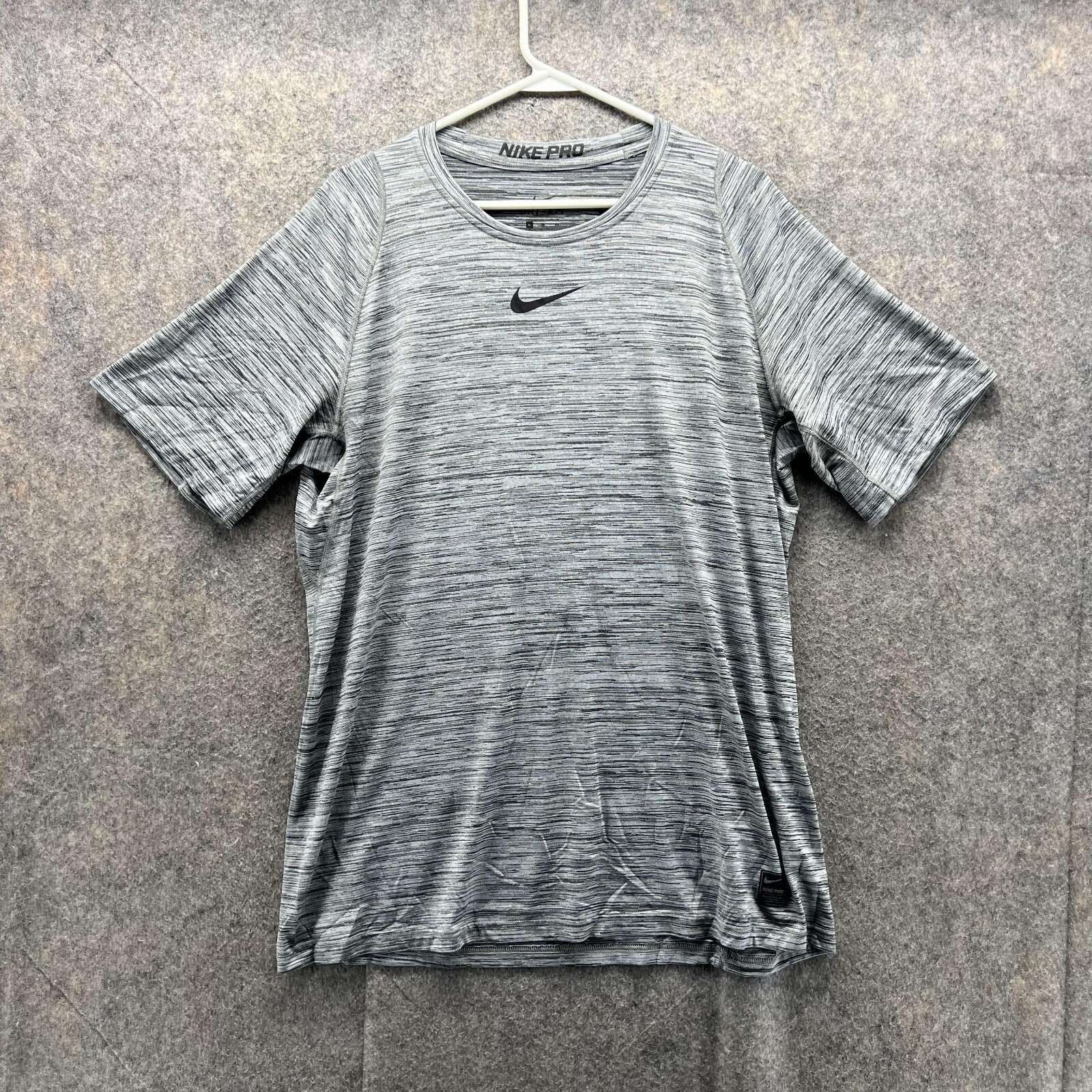 Nike Pro Shirt Men XL Heather Gray Athletic Polyester Dri Fit Center ...