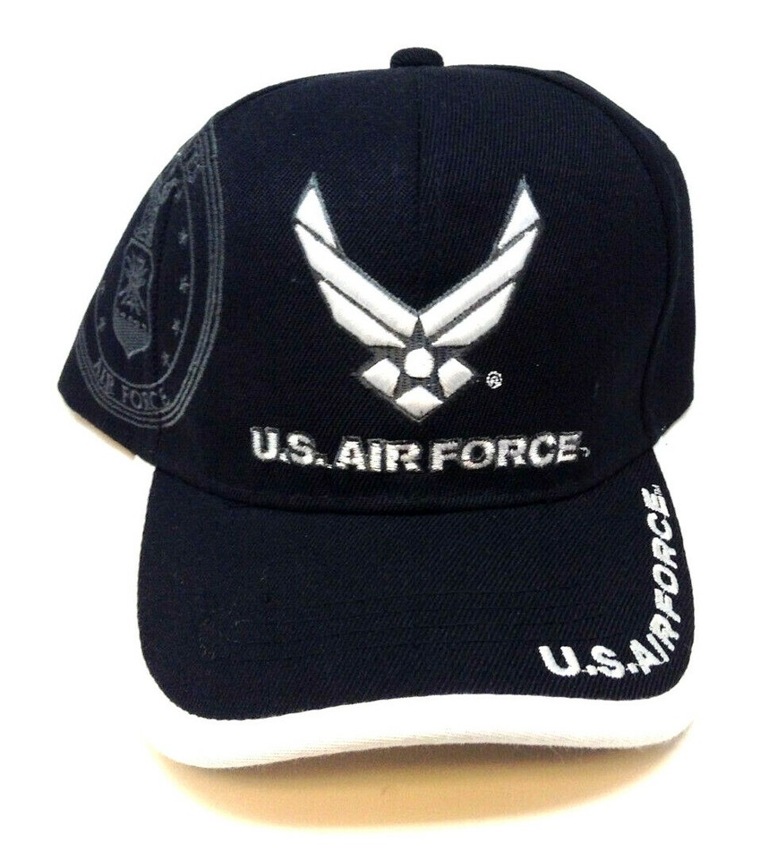 BLACK USAF UNITED STATES AIR FORCE WINGS LOGO HAT CAP ADJUSTABLE US USA ...