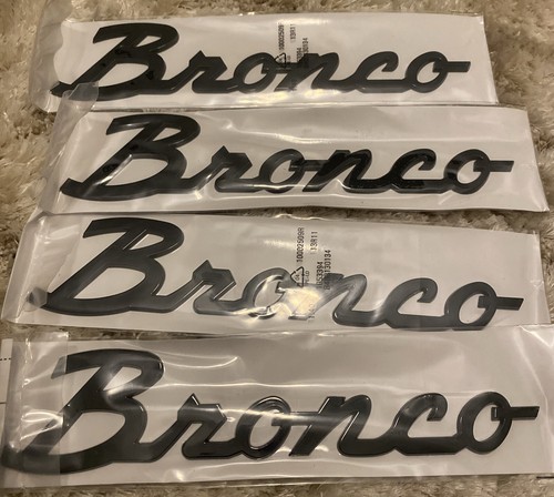 4X Bronco Logo Script Emblems Gloss Black Decals 10” | eBay