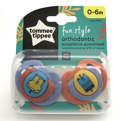 Tommee Tippee Pacifiers 0-6 Months Fun Style Safari Animals Bright ...