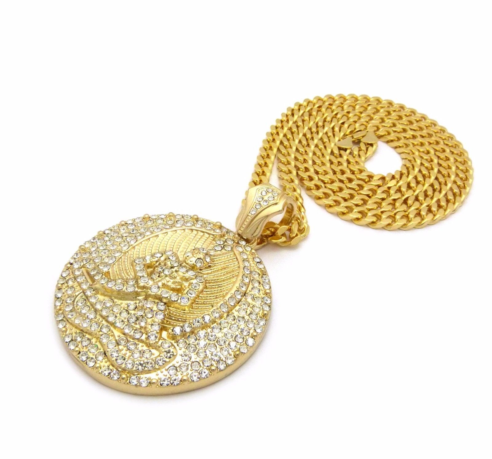 ICED BUST DOWN 2PAC EUPHANASIA PENDANT 6MM 30" BOX CUBAN CHAIN HIP HOP ...