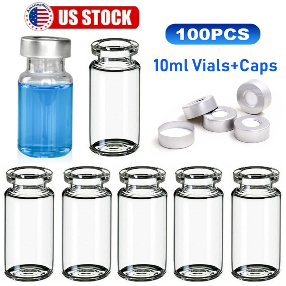 1000pcs 10ml Sample Vials Aluminum Caps 20mm Crimp Top Glass Bottle ...