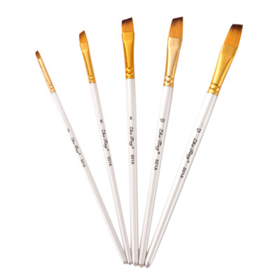 5 Size Angled Flat Tipped Brushes Art Angular Paintbrush Set for ...