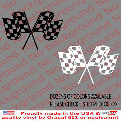 Dual Checkered Flags Sticker Decal Vinyl Winning Racing 1st First Place ...