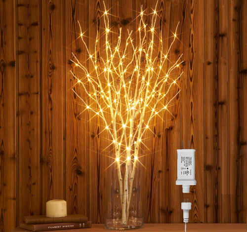Lighted Birch Branches Plug in with Timer 30IN 150 LED Fairy Lights ...