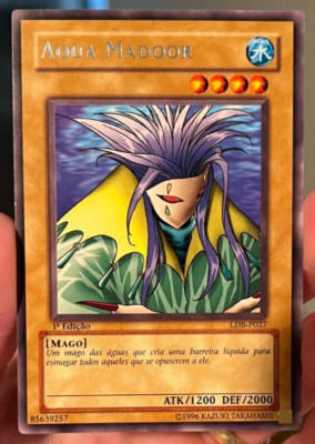 Yugioh 2002 Aqua Madoor LOB-027 Rare 1st Edition Legend of Blue Eyes ...