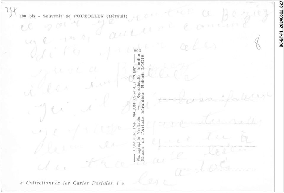 Bc-Bfp1-0314-34 - Souvenir from POUZOLLES - Multi-views - Coat of arms ...