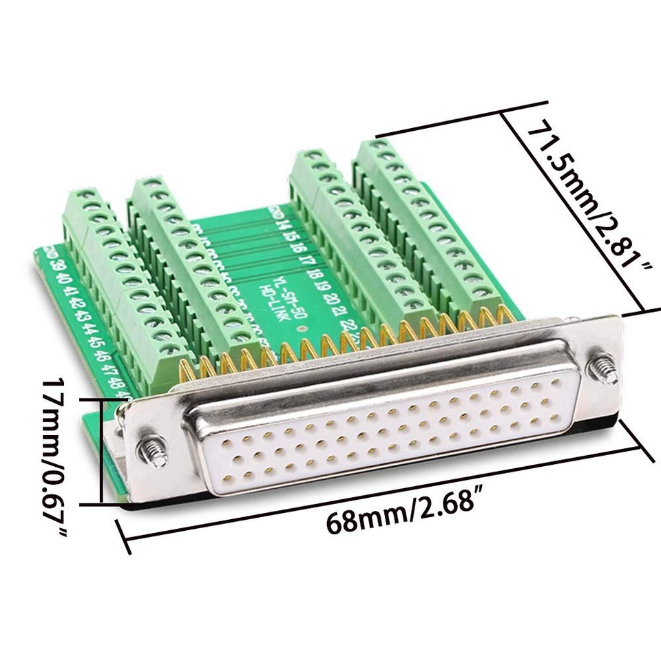 ANMBEST DB50 Solderless Connector, Female D-SUB Header to 50-pin Port ...