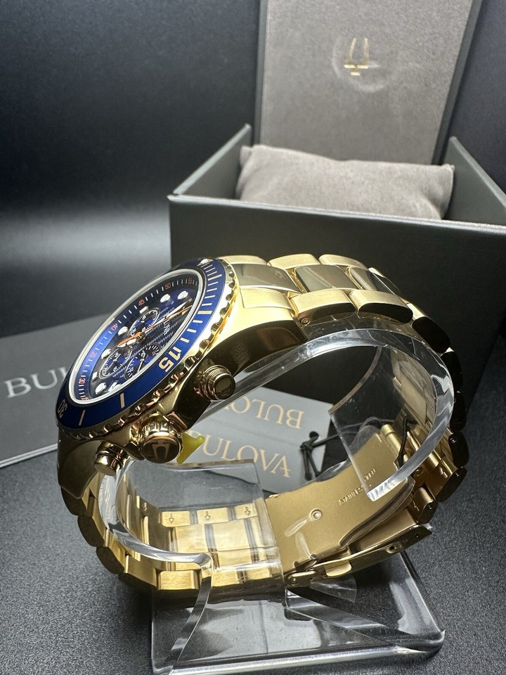 Bulova Mens Chronograph Quartz Watch Calendar Date Luminous 44mm 98B377 ...