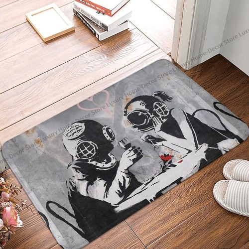 Banksy Wall Graffiti Bath Mat Street Tank Dating Couple Doormat Flannel ...