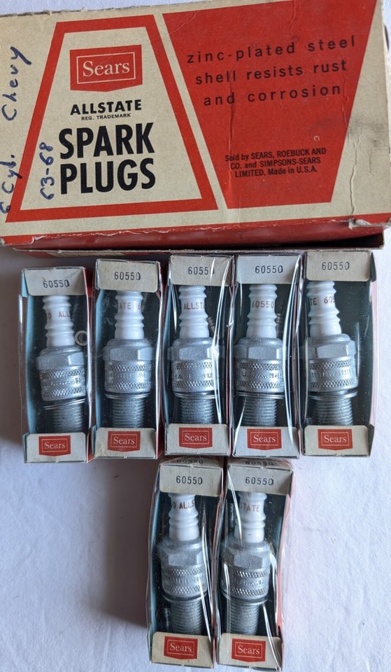 Sears Allstate Spark Plugs 60550 Lot of 7 NOS New Old Stock Vintage ...