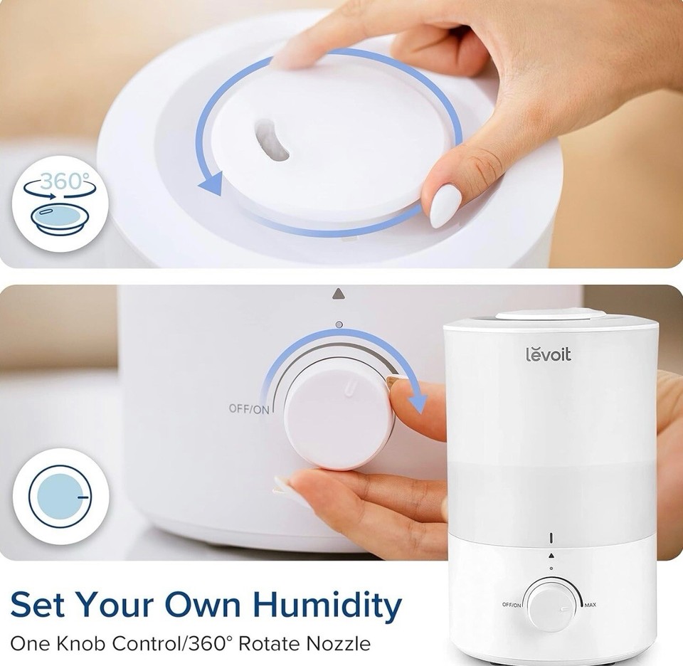 LEVOIT Humidifiers for Bedroom, Quiet (3L Water Tank) Cool Mist Top ...
