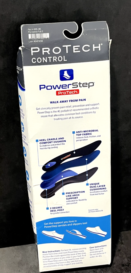 PowerStep Pro Tech Control Full Length Orthotics Insoles M 8 - 8.5 W 10 ...