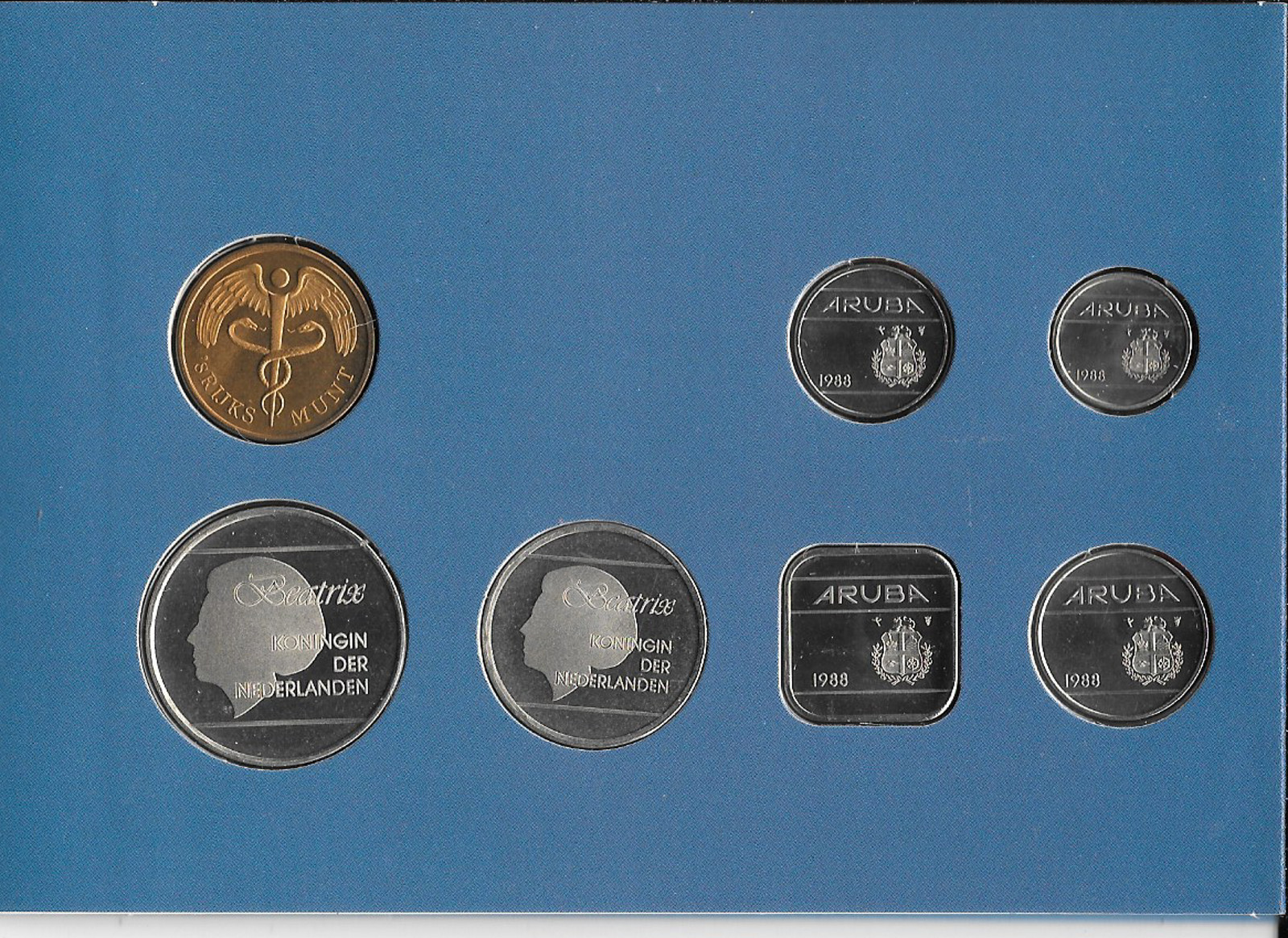 ARUBA 1988 MINT SET of 6 Coins 5 Cent- 2-1/2 FLORIN + 1 Aruba Token UNC ...